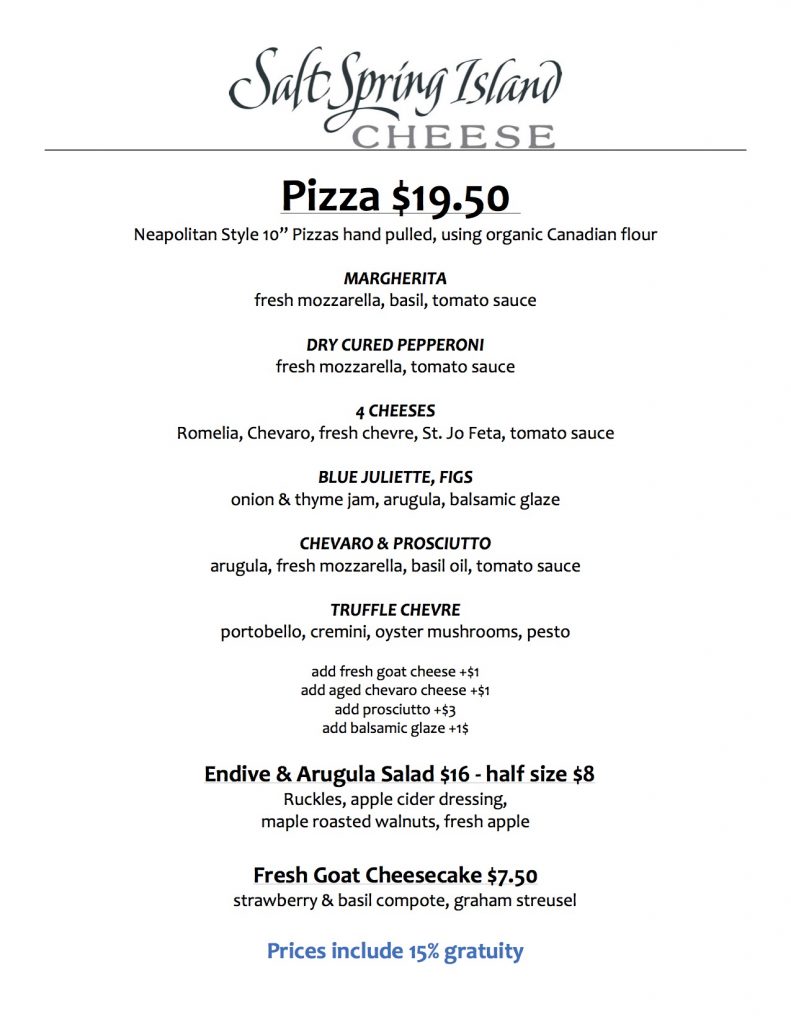 Café Menu - Saltspring Island Cheese